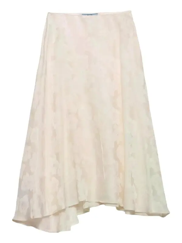 Prada Floral Jacquard Asymmetric Midi Skirt - Neutrals