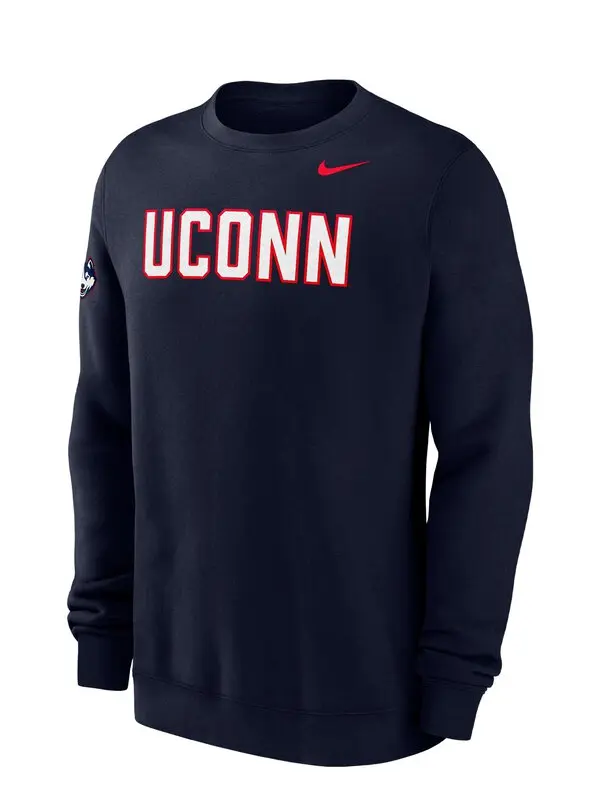 Nike Uconn Club Fleece Crew-neck Sweatshirt - Blue
