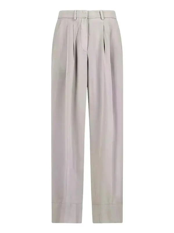 PT TORINO Pleated Straight Leg Trousers - Grey