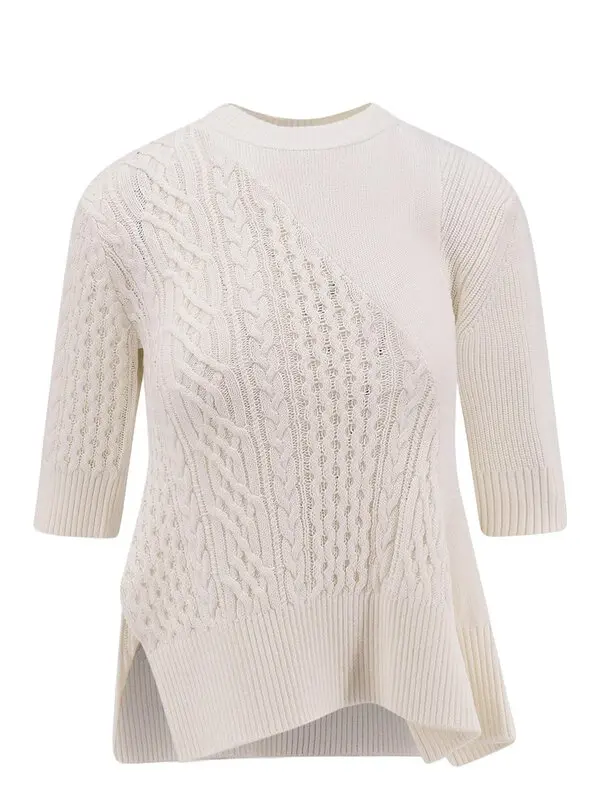 Sacai Asymmetrical Cotton-blend Sweater - White