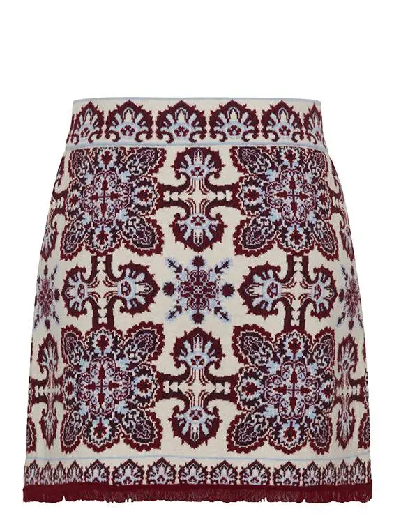 Cara Cara Lindy Jacquard Knit Mini Skirt - Vintage Scarf Ivory