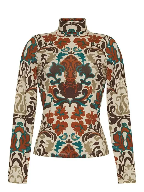 Cara Cara Piper Printed Turtleneck Top - Mira Stone