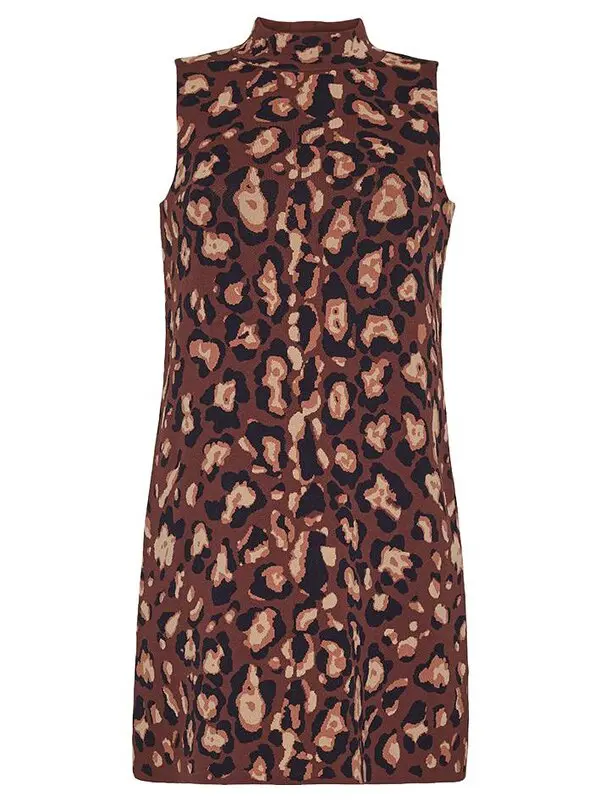 Cara Cara Myrtle Cheetah Jacquard Mini Shift Dress - Painted Animal Brown
