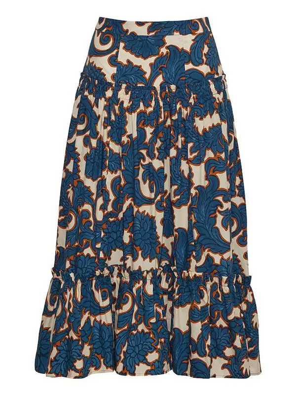 Cara Cara Tisbury High-low Ruffle Skirt - Mystic Flora Blue