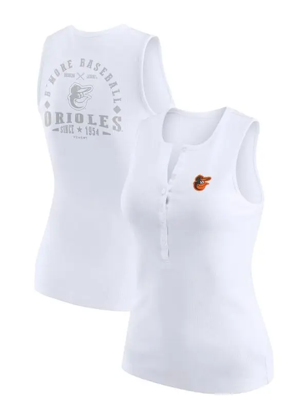 WEAR BY ERIN ANDREWS Baltimore Orioles Rib-knit Henley Tank Top - White