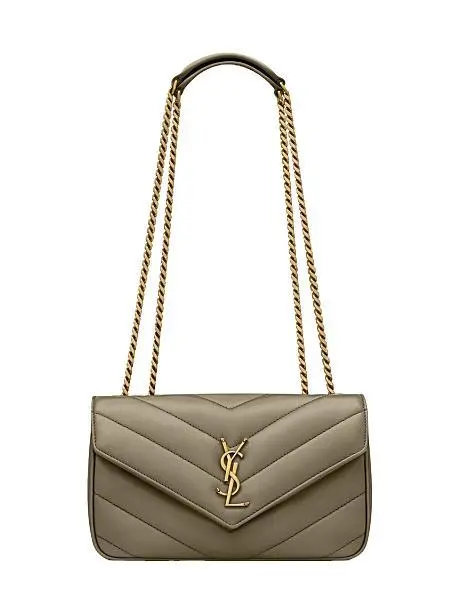 Saint Laurent Loulou Small Bag In Matelasse Lambskin - Dark Strong Moss