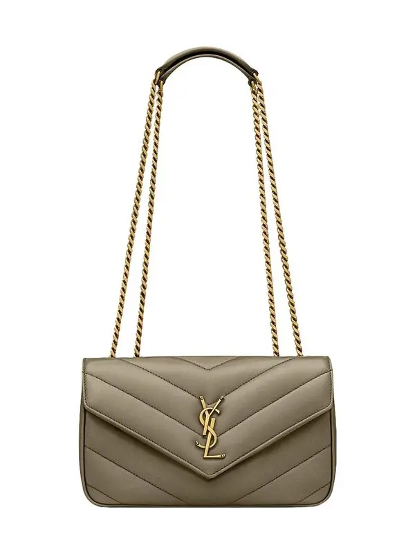 Saint Laurent Loulou Small Matelassé Lambskin Bag - Dark Strong Moss