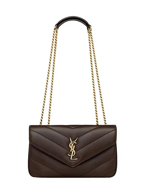 Saint Laurent Loulou Small Bag In Matelassé Lambskin - Deep Hickory