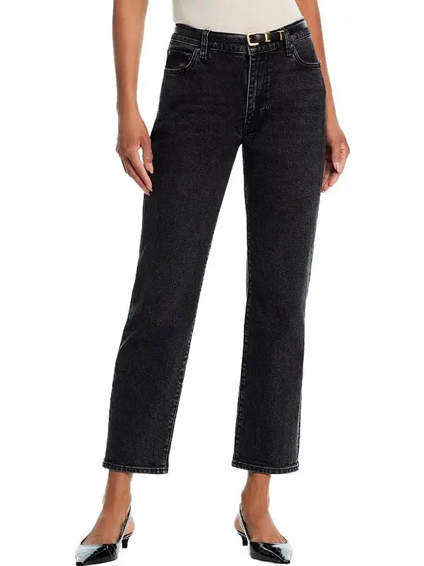 FRAME The Borrowed High-rise Ankle Slim Straight Jeans - Deco