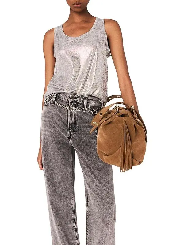Maje Metallic Tank Top - Silver