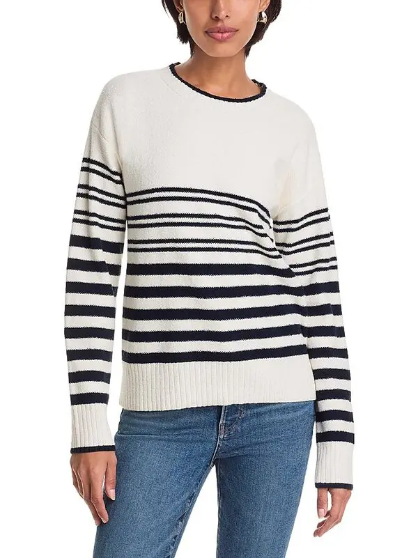Veronica Beard Rielly Striped Cotton-blend Sweater - Off White/navy
