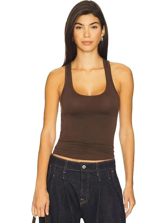 EB DENIM Lucy Racerback Tank Top - Chocolate Brown