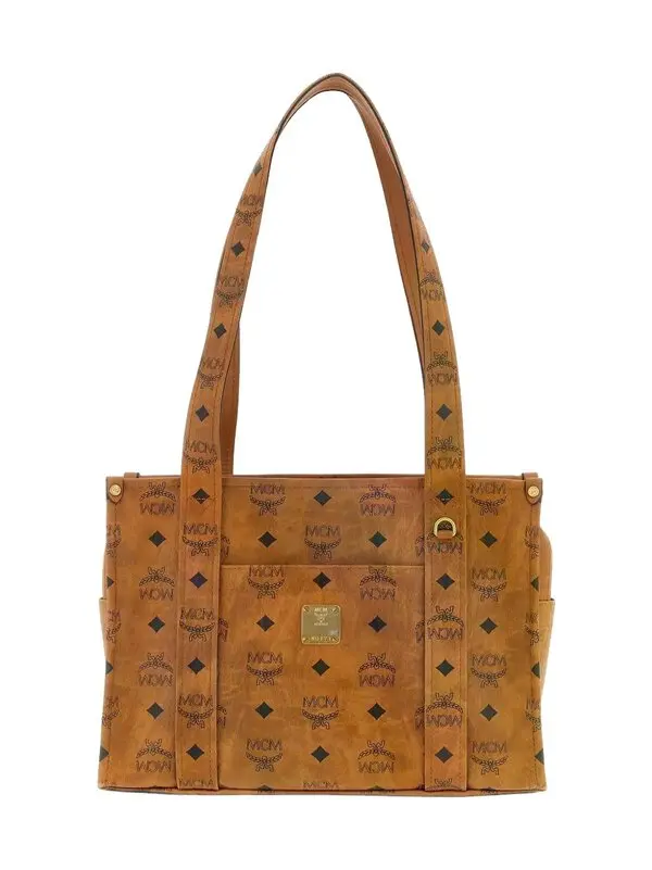 Mcm Visetos Monogram School Tote - Brown