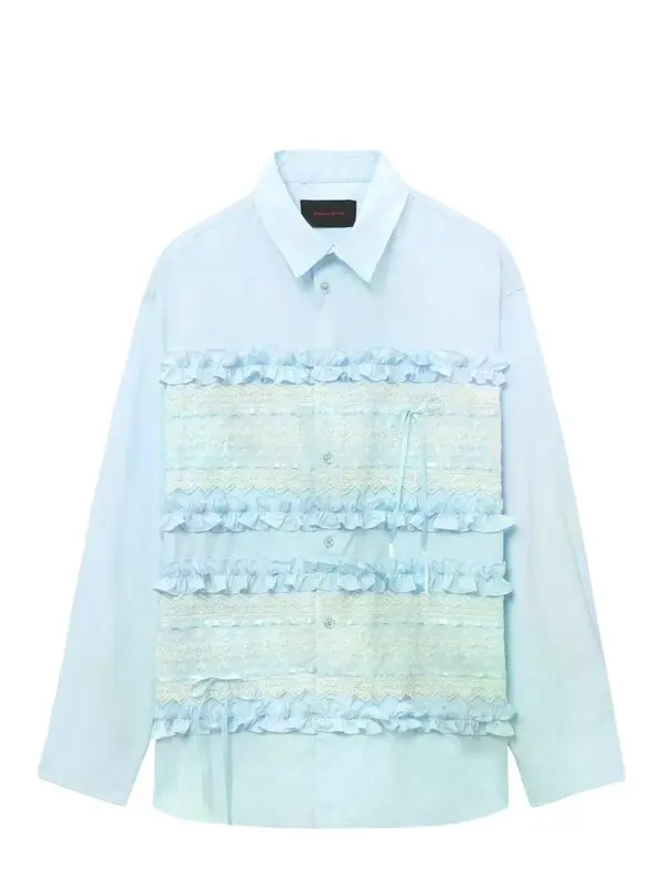 Simone Rocha Lace-insert Ruffled Shirt - Blue