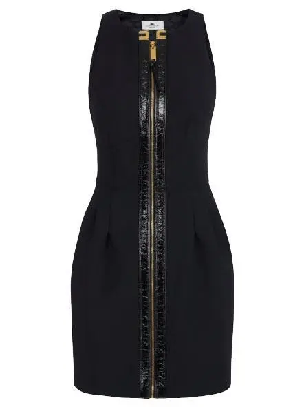 Elisabetta Franchi Fitted Dress With Craquelure Details - Black