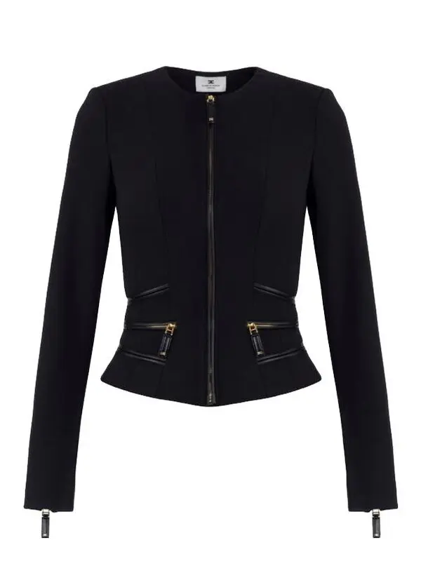 Elisabetta Franchi Slim-fit Jacket With Zip Details - Black