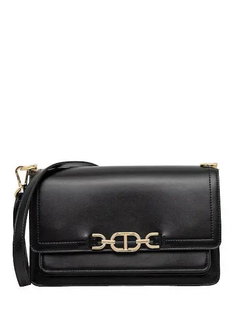 Twin-set Flap Shoulder Bag - Black