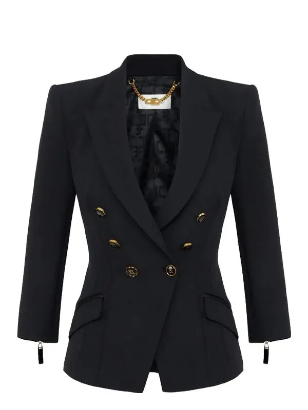 Elisabetta Franchi Slim-fit Double Crepe Jacket - Black