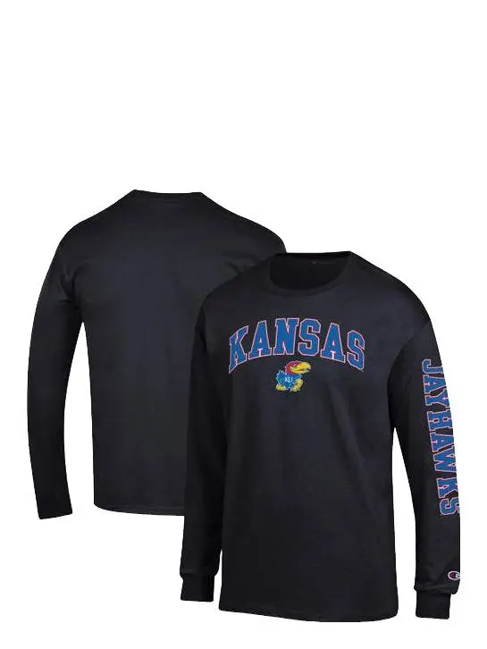 Champion Kansas Jayhawks Arch Over Logo 2-hit Long Sleeve T-shirt - Black