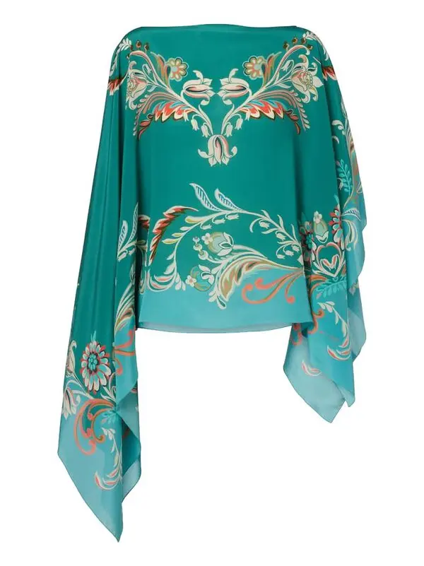 Etro Draped Silk Crêpe De Chine Top - Green