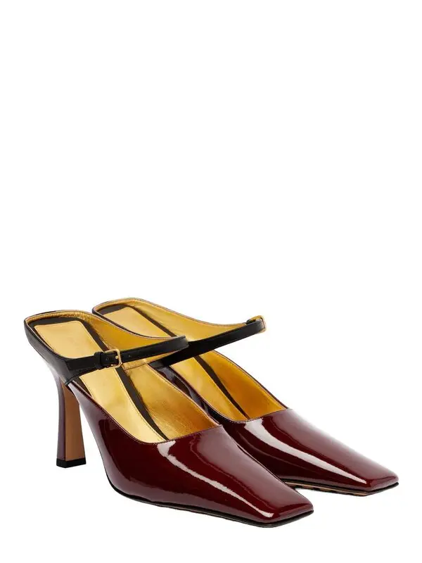 Bottega Veneta Patent Leather Mary Jane Pumps - Burgundy