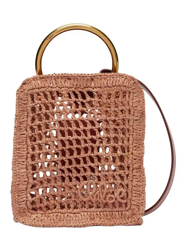 Chloé Summer Banana Mini Raffia Crossbody Bag - Pink