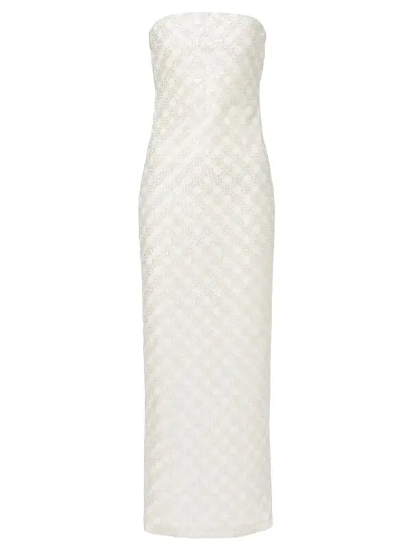 Remain Birger Christensen Embellished Strapless Maxi Dress - White