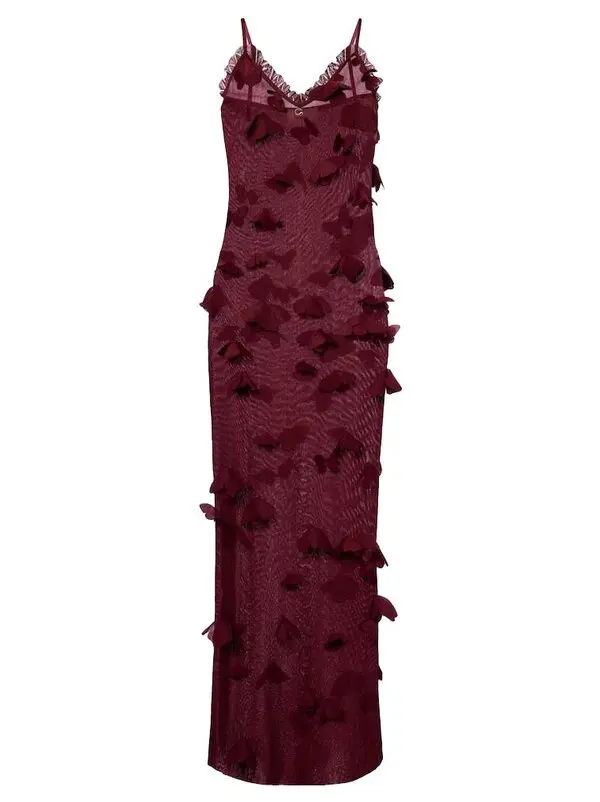 Coperni Butterflies Techno Embroidered Midi Dress - Burgundy