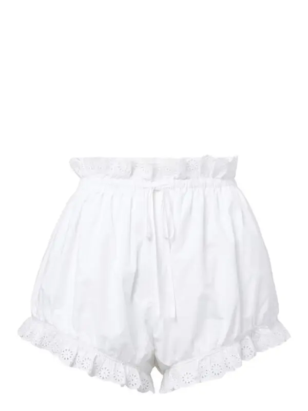 Posse Ezra Broderie Anglaise Cotton Shorts - White