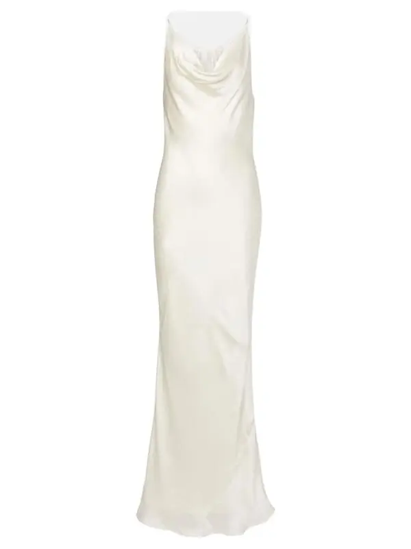 ROTATE BY BIRGER CHRISTENSEN Lace-trimmed Silk Satin Slip Dress - White