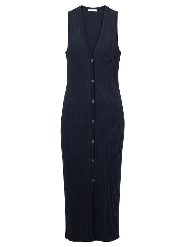 Vince Ribbed-knit Midi Dress - Blue