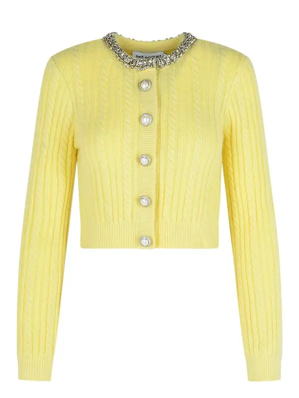 SELF-PORTRAIT Alpaca Blend Cardigan - Yellow