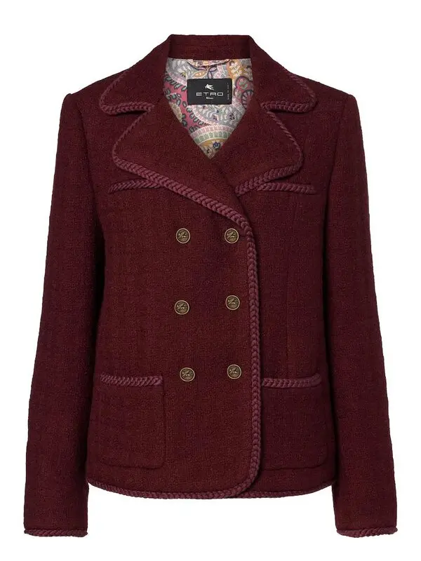 Etro Double-breasted Wool & Mohair Jacket - Burgundy