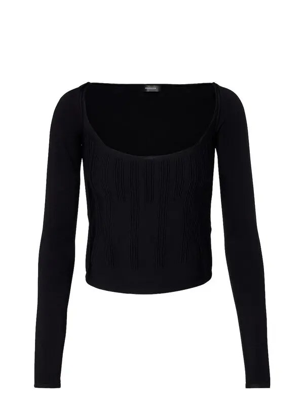 MUGLER Knitted Top - Black