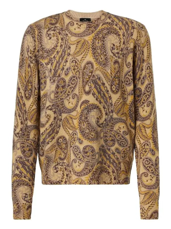 Etro Jacquard Wool Sweater - Yellow