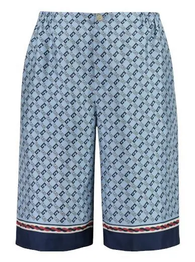 Gucci Geometric G Silk Shorts - Blue