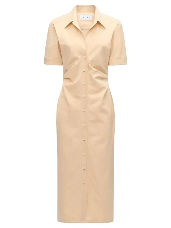 CALLAS MILANO Lou Fitted Shirt Dress - Yellow