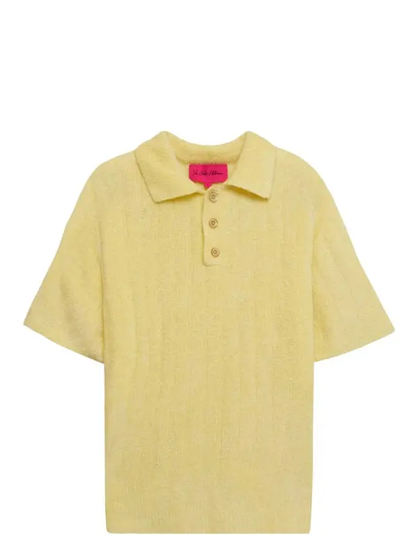 THE ELDER STATESMAN Chenille Rib Short-sleeve Polo - Yellow