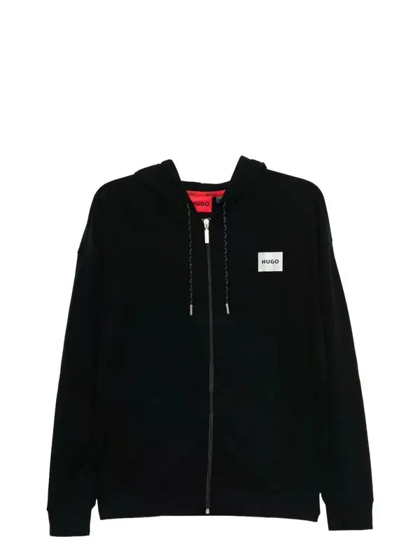 Hugo Logo-printed Zip-up Sweatshirt - Black