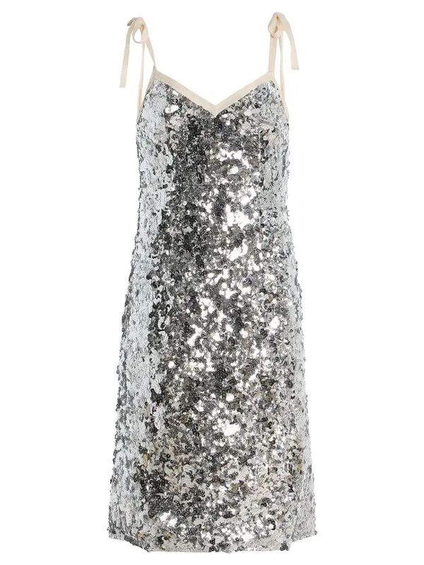 Prada Sequined Slip Midi Dress - Silver