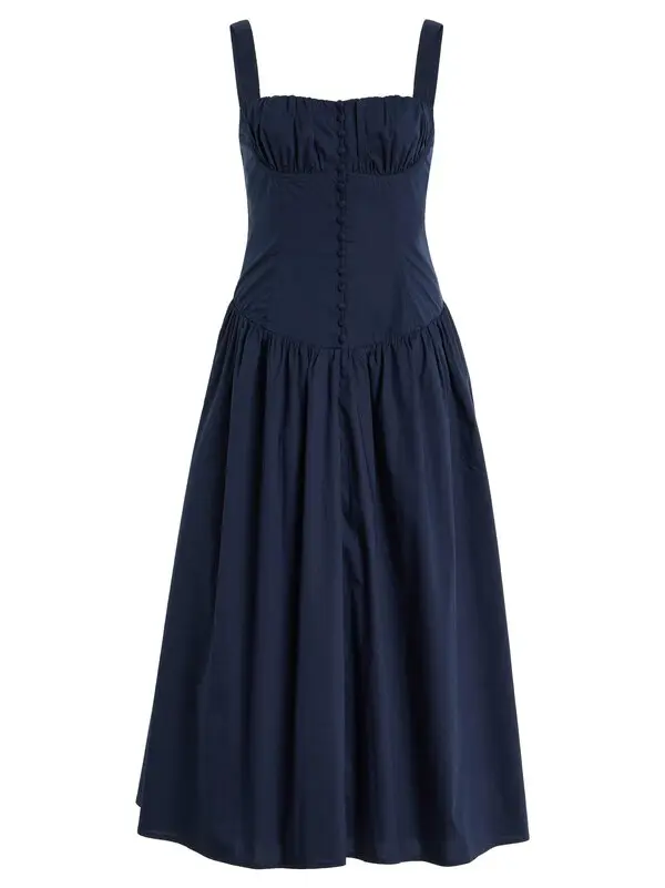 Cult Gaia Emmett Corset Poplin Midi Dress - Navy