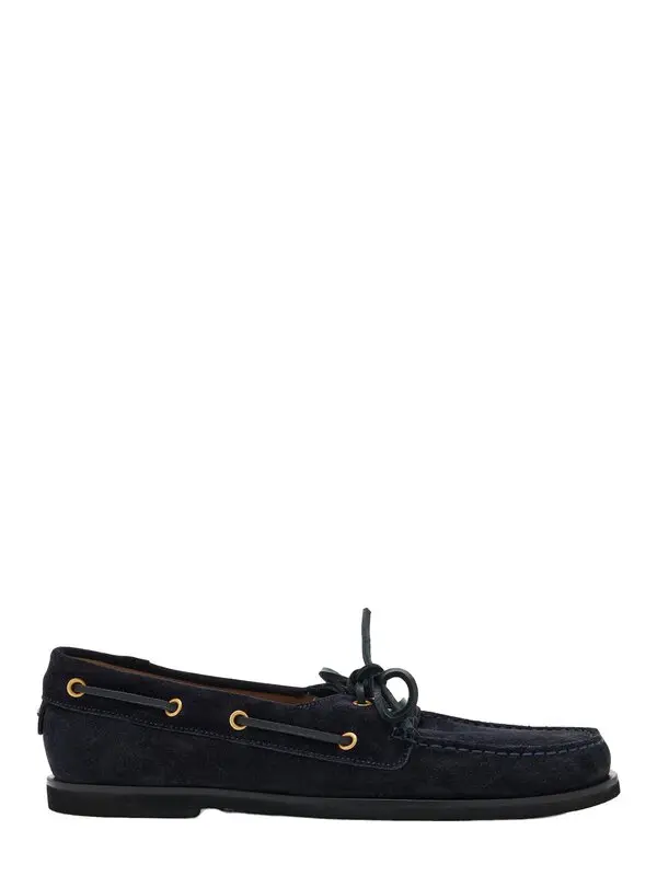 GIANVITO ROSSI Vandèe Suede Boat Shoes - Navy