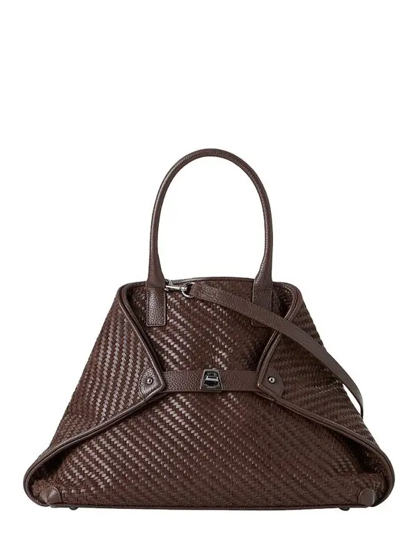 Akris Small Woven Leather Tote Bag - Chocolate