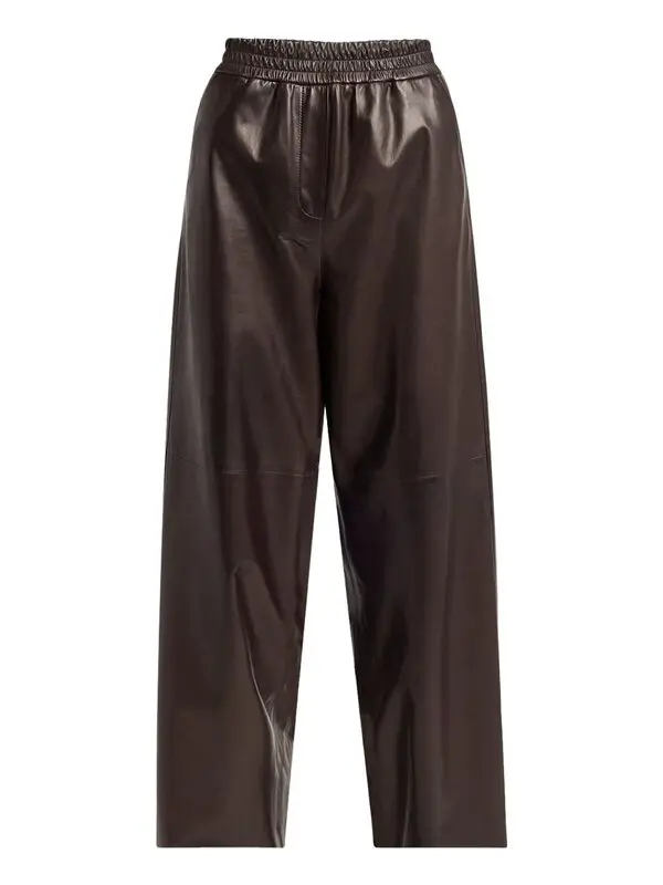 Giorgio Armani Relaxed Nappa Leather Trousers - Solid Dark Brown