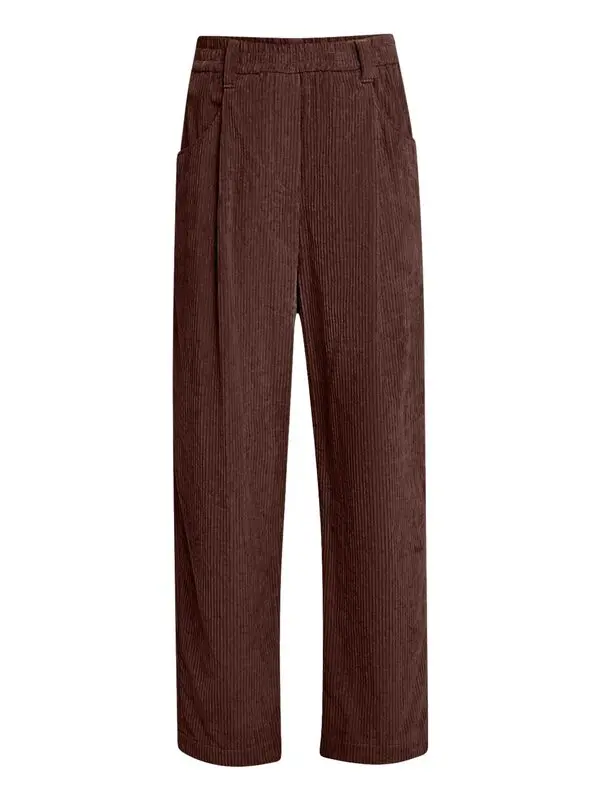 Brunello Cucinelli Soft Corduroy Pleated Ankle Pants - C4413 Fire Brick