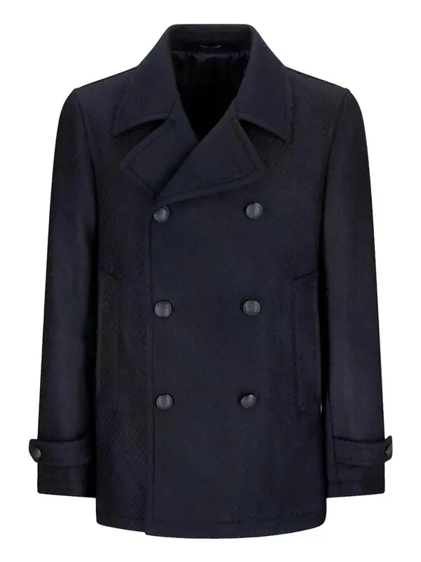 Tagliatore Double-breasted Herringbone Coat - Blue