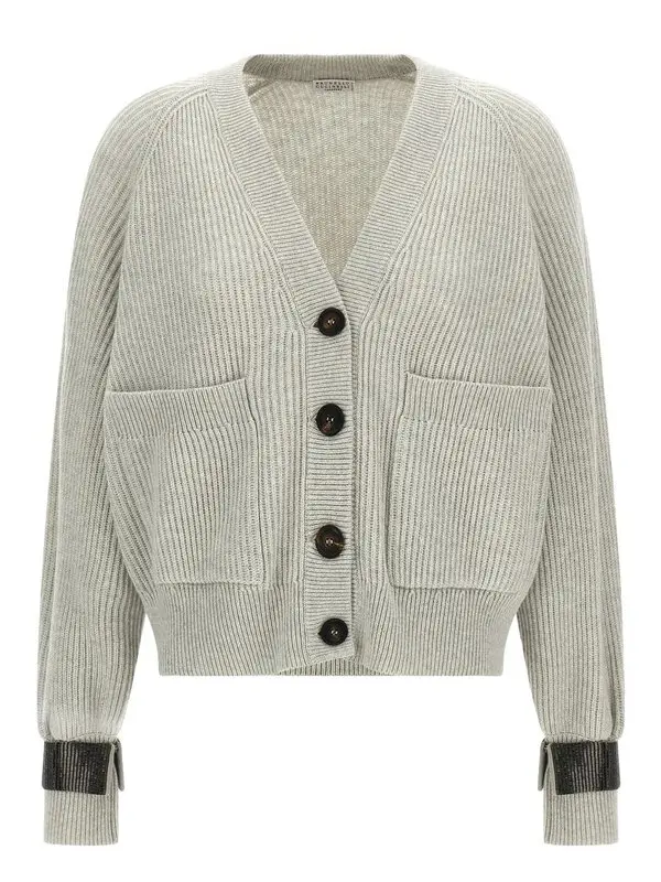 Brunello Cucinelli Monile Cuff Cashmere Cardigan - Gray