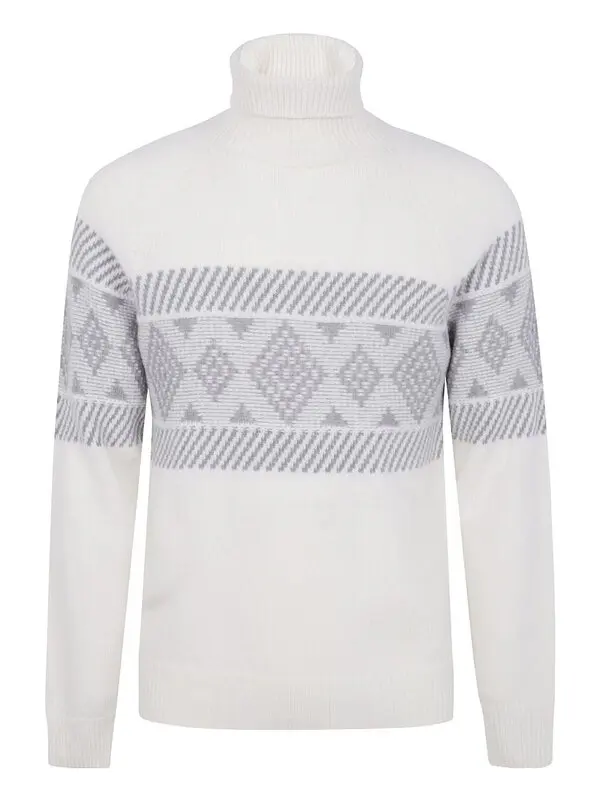BARBA NAPOLI Central Embroidered Turtleneck Sweater - White