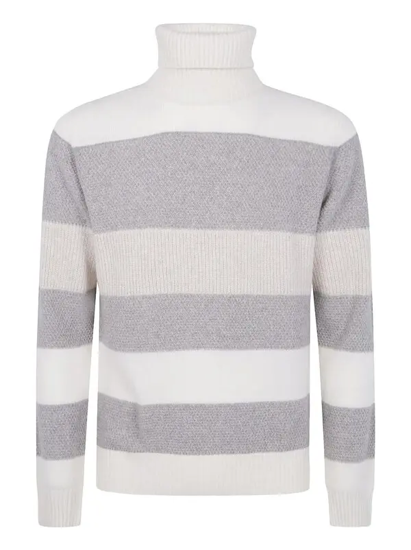BARBA NAPOLI Striped Turtleneck Sweater - Beige