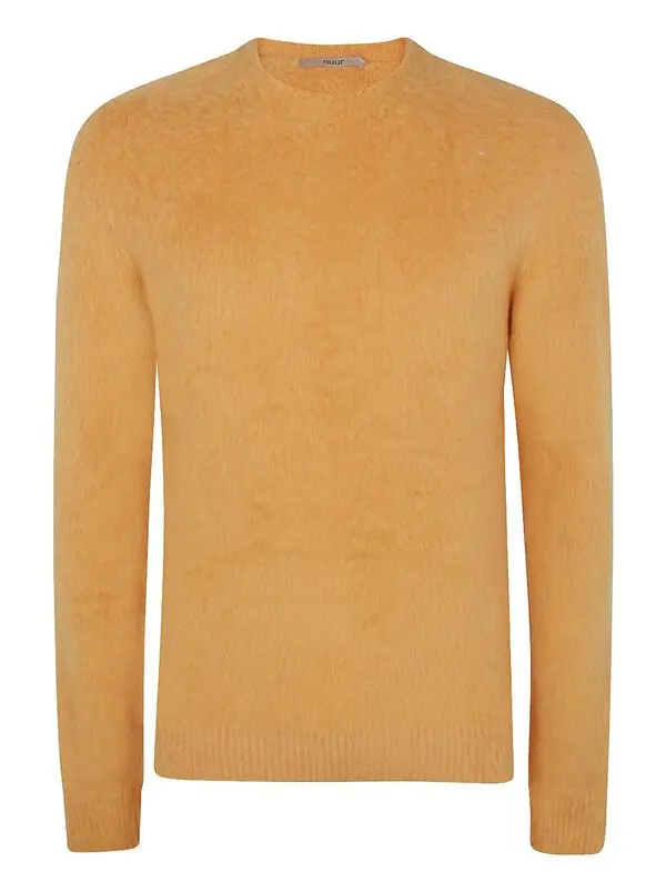 ROBERTO COLLINA Long Sleeve Pressed Gauze Round Neck Sweater - Yellow